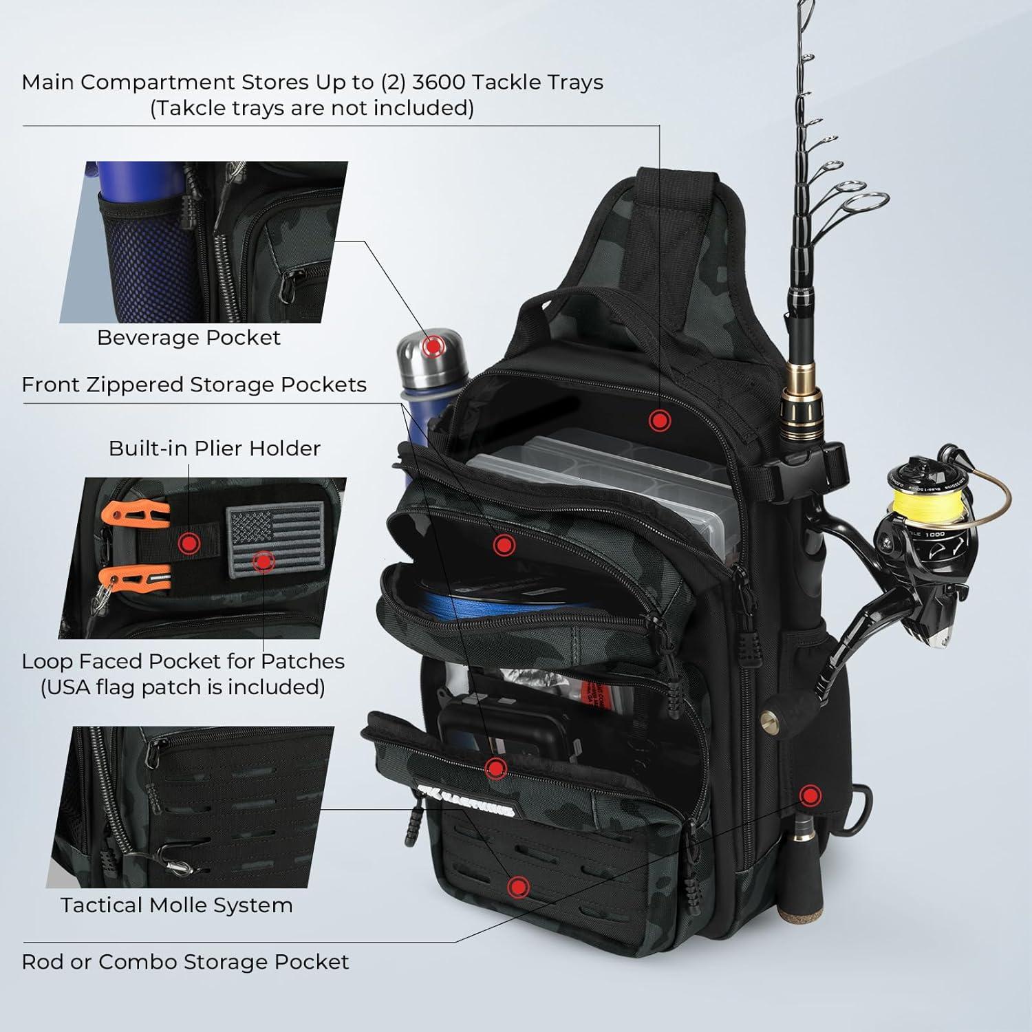 KastKing BlowBak Tactical Sling Tackle Bag-Lightweight Fishing Backpack ...